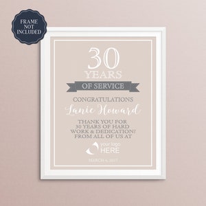 30 Year Work Anniversary - Custom Employee Recognition Gift Idea - 30th ...