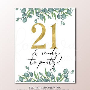21st Birthday Signs Bundle - Greenery Garden Party 2025 - Instant ...