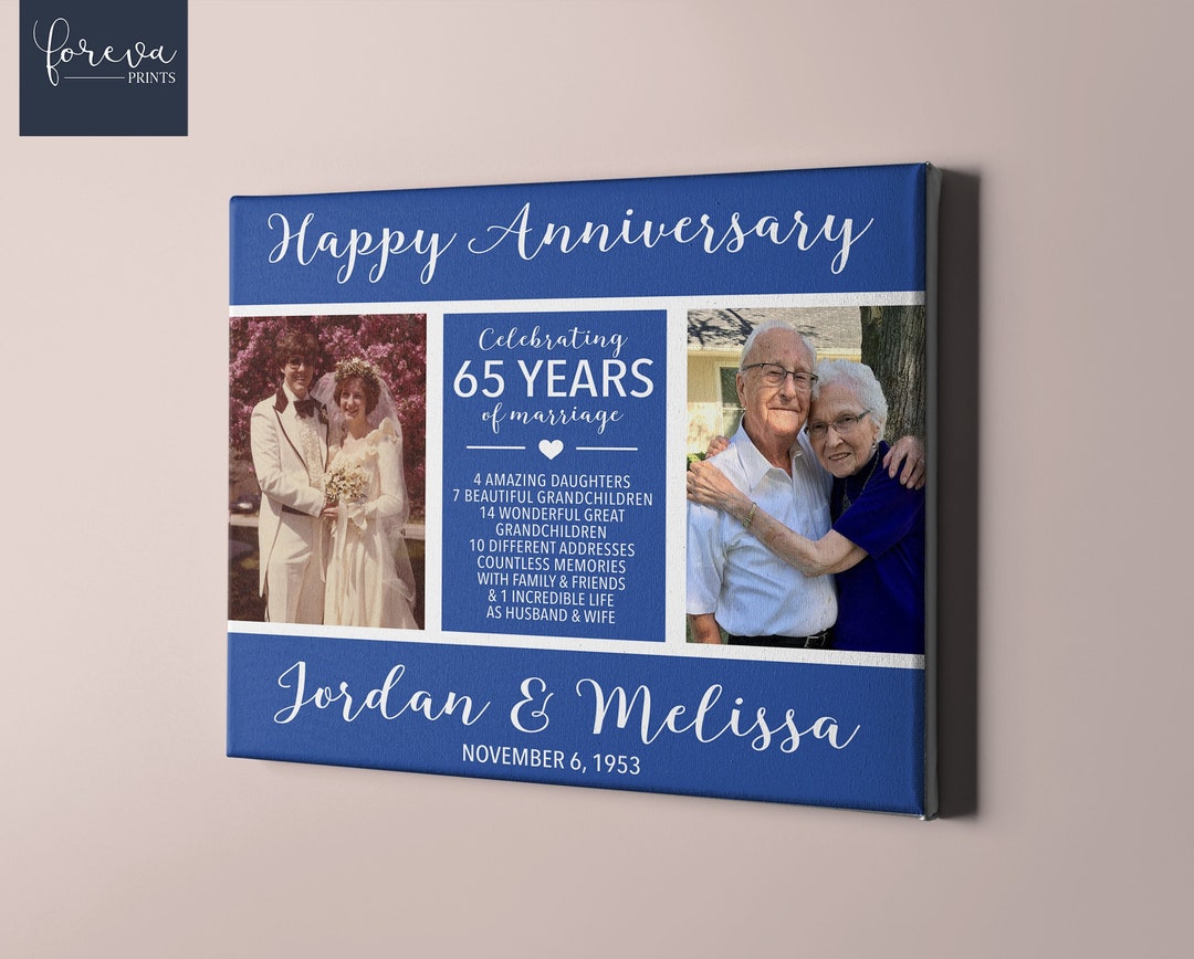 65th Wedding Anniversary Then and Now Photo Canvas - 65th Anniversary ...