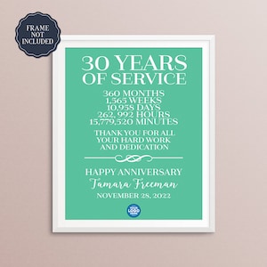 30 Year Work Anniversary - Custom Employee Recognition Gift Idea - 30th ...