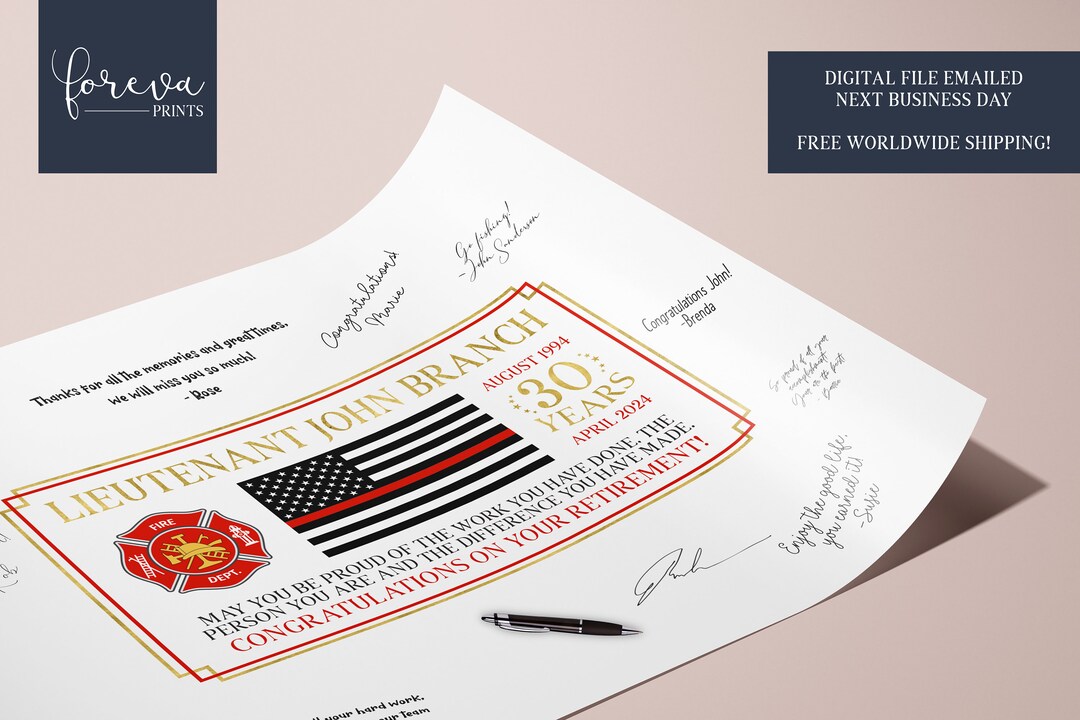 Firefighter Retirement Gift, Retirement Guestbook, Firefighter ...