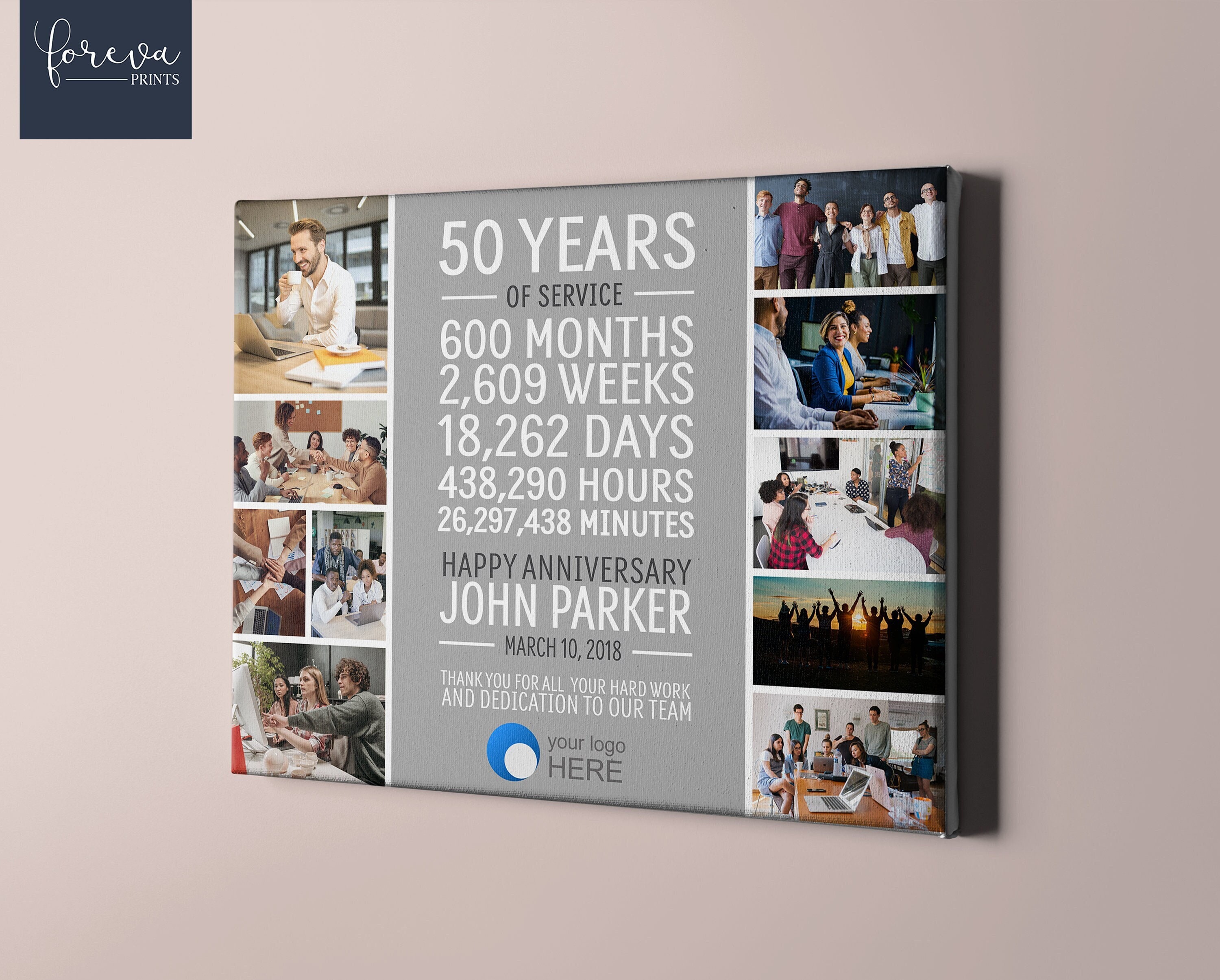 50th Work Anniversary Photo Collage, 50 Year Employee Anniversary ...
