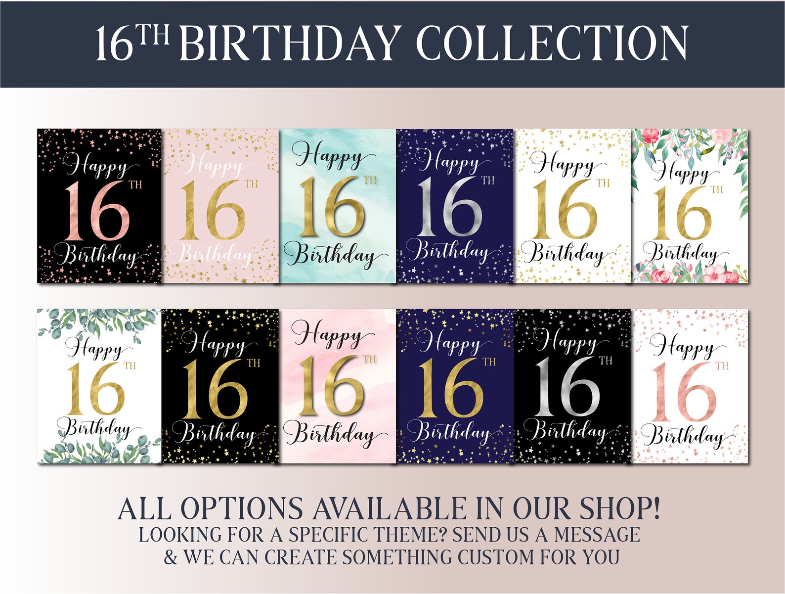 16th Birthday Printable Signs Bundle - Pink & Gold - Sweet 16 Birthday ...