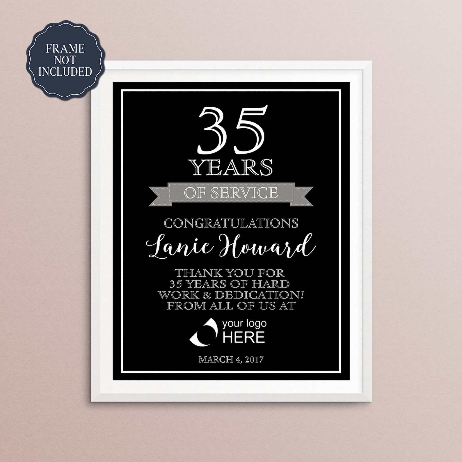 35 Year Work Anniversary Print, 35th Work Anniversary, Personalized ...