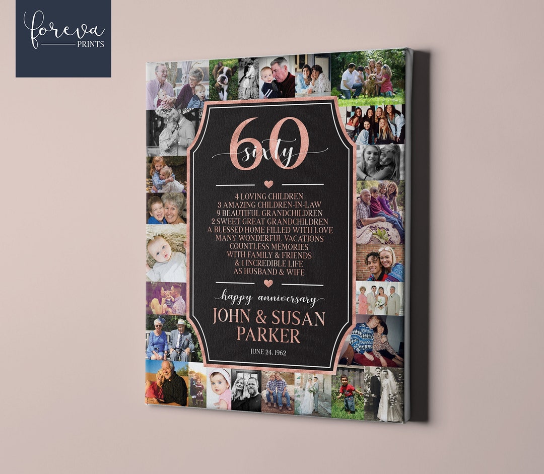 60th Wedding Anniversary Custom Canvas - 60th Anniversary Gift Photo ...