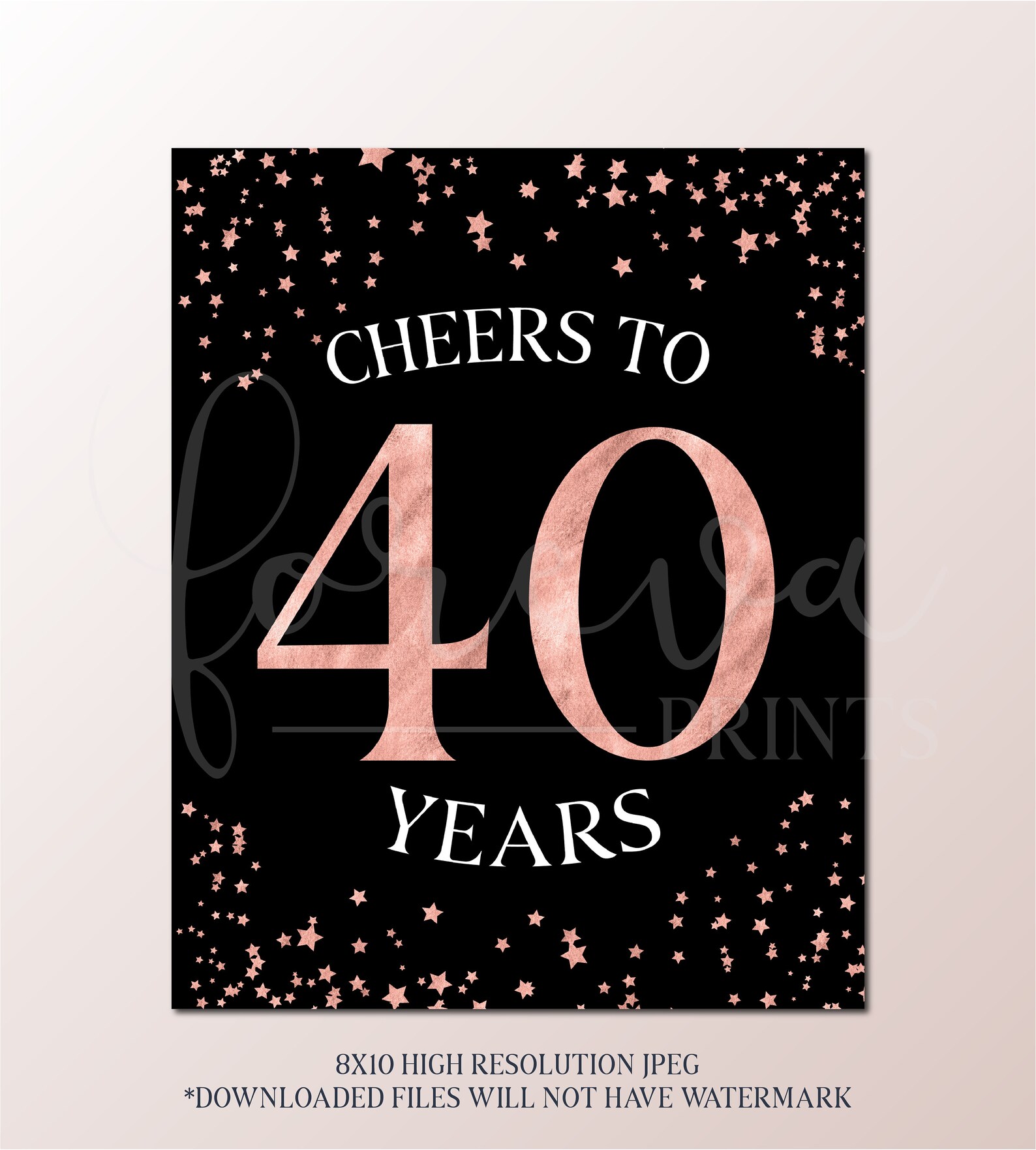 40th Birthday Signs Bundle - Black and Rose Gold Party 2025 - Instant ...