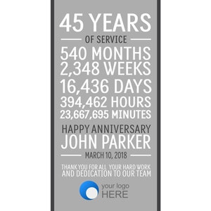 45th Work Anniversary Signatures, Guest Book, 45 Year Employee ...