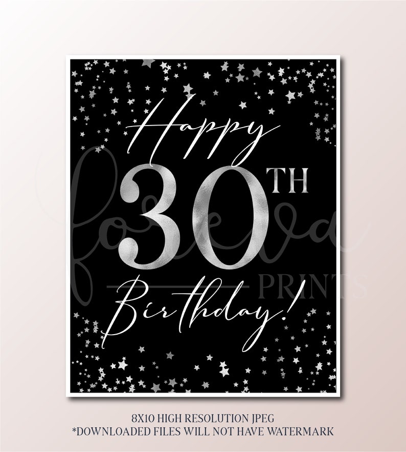 30th Birthday Sign Bundle of 6- Black and Silver Party 2024 - Instant ...