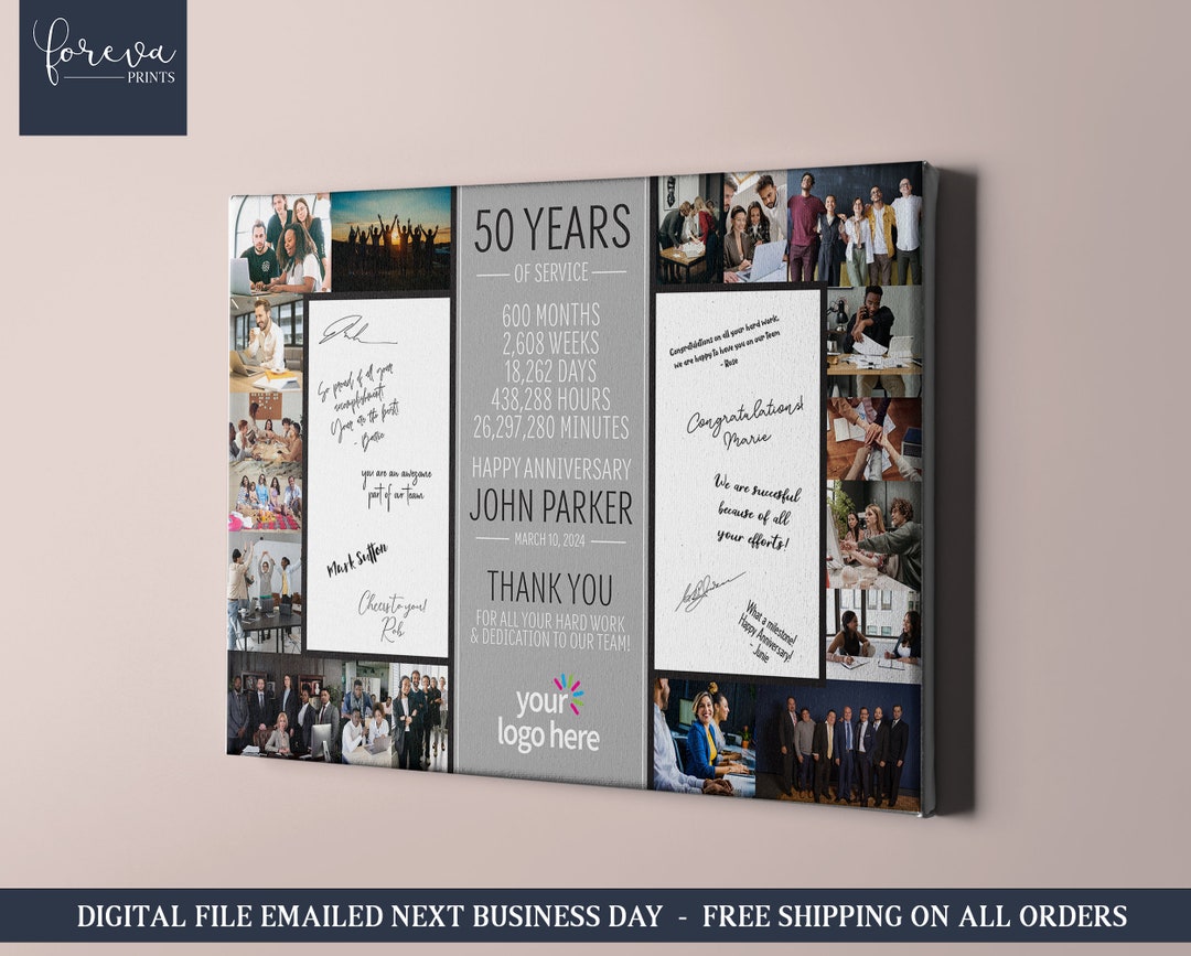 50 Year Work Anniversary Signature Photo Collage 50th Work Employee ...