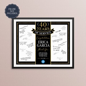 40th Work Anniversary Signatures, 40 Years Work Guest Book, Thank You ...