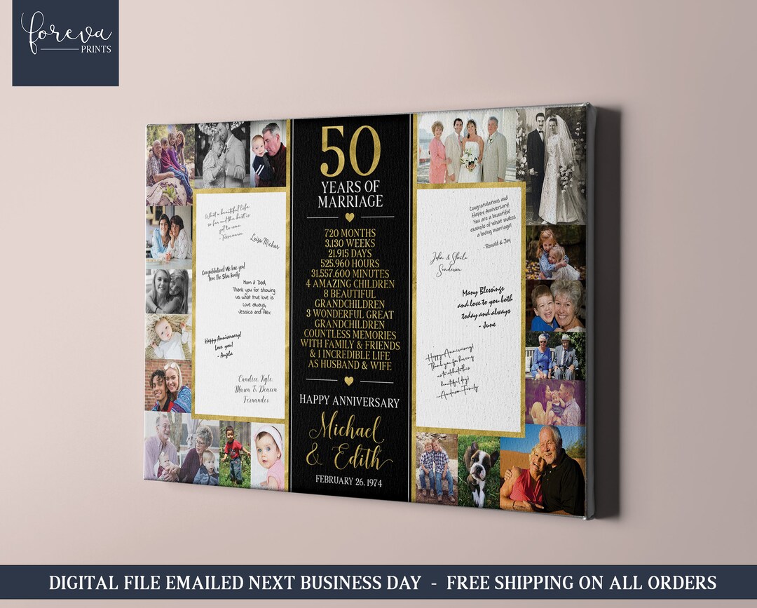 50th Wedding Anniversary Photo Collage With Signatures - 50 Years of ...