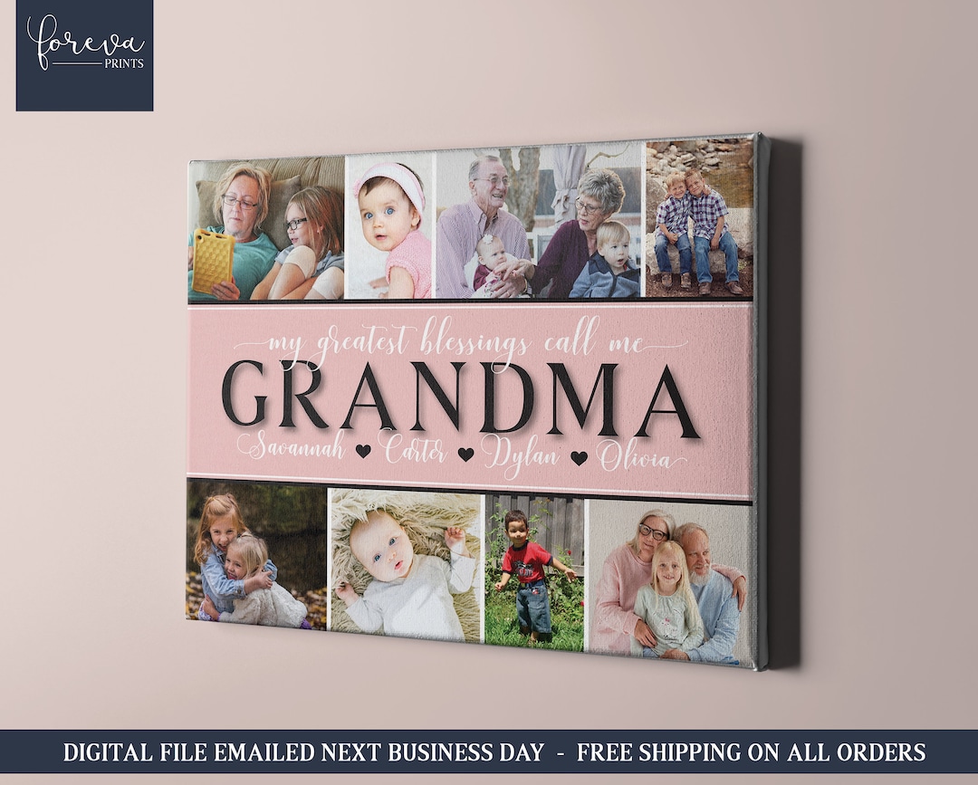 Grandma Canvas Sign From Grandkids - Personalized Photo Collage ...