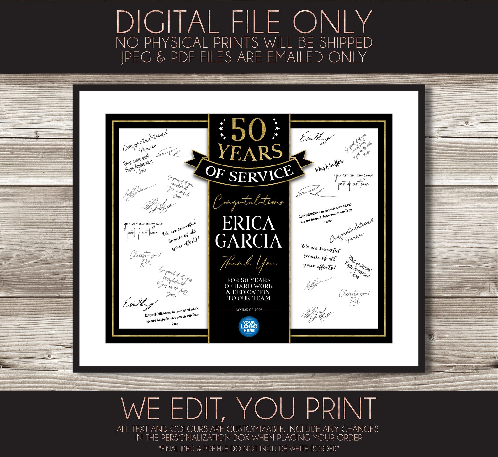 50th Work Anniversary Signatures 50 Years Work Guest Book - Etsy Canada