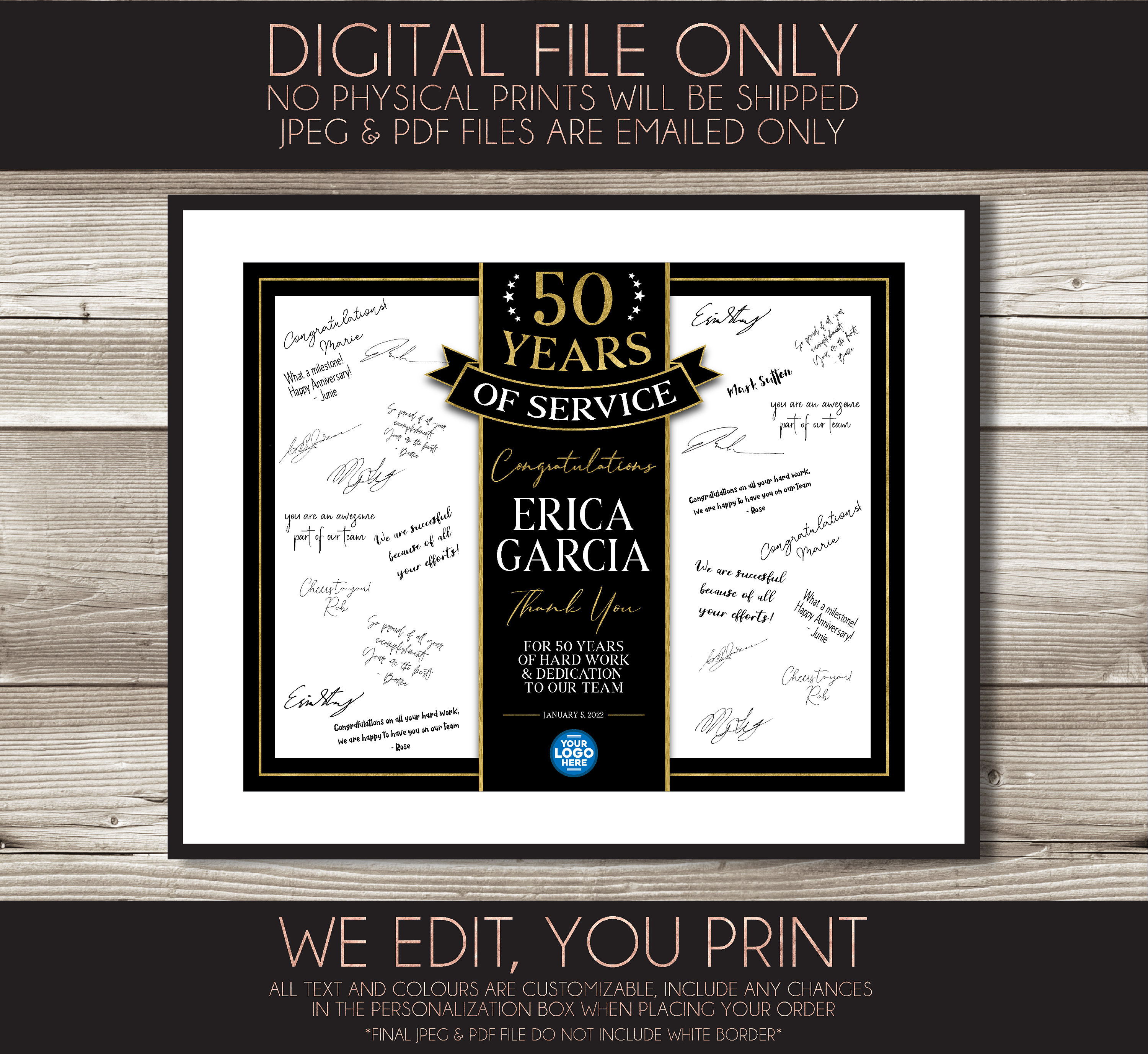 50th Work Anniversary Signatures 50 Years Work Guest Book - Etsy Canada