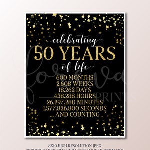 50th Birthday Signs Bundle - Black and Gold Party 2025 - Instant ...
