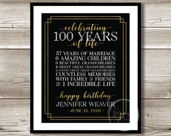 100th Birthday Poster Print - Etsy