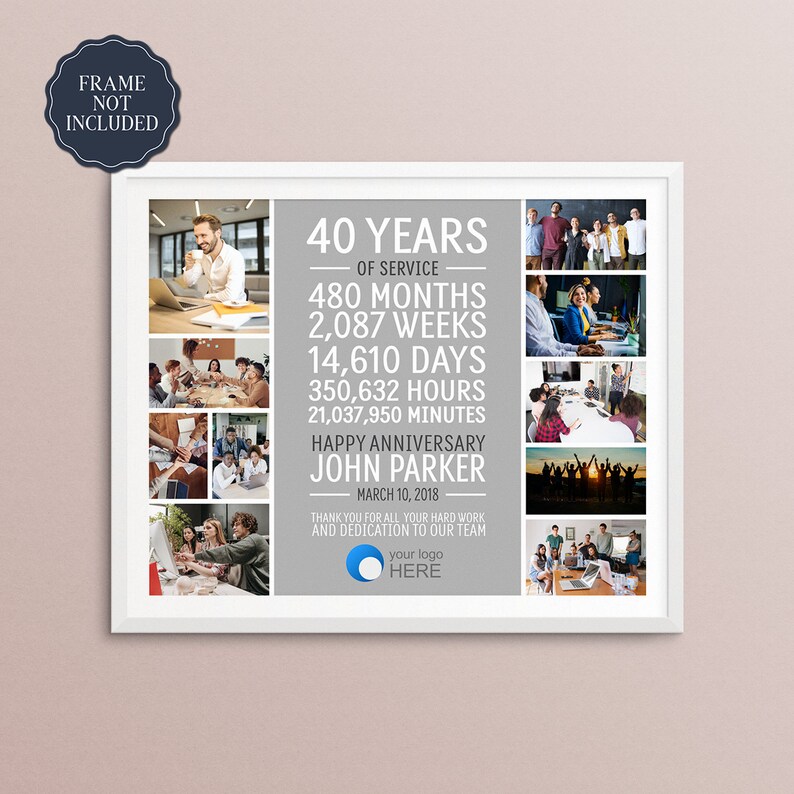 40th Work Anniversary Photo Collage 40 Year Employee - Etsy UK