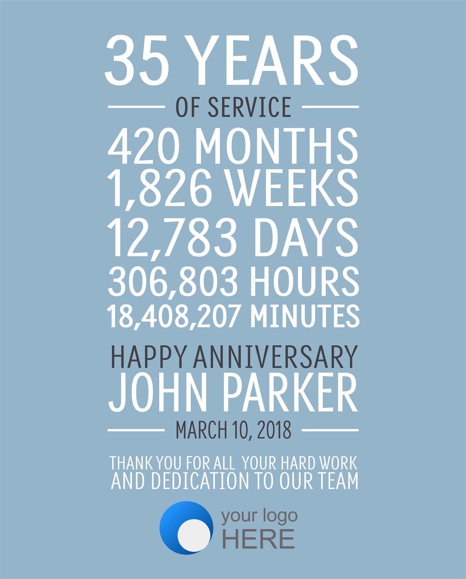 35 Year Work Anniversary - Custom Employee Recognition Gift Idea - 35th ...