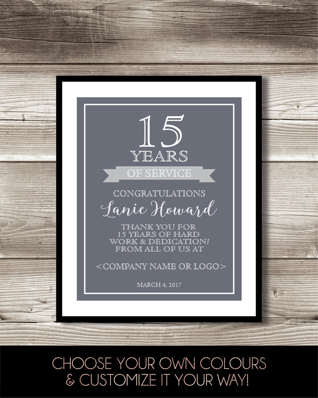 15 Year Work Anniversary Print 15th Work Anniversary - Etsy Canada