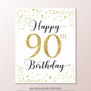 90th Birthday Signs Bundle - White and Gold Party 2024 - Instant ...