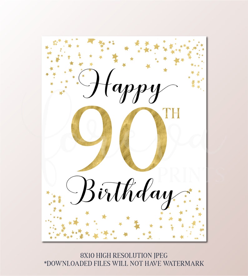 90th Birthday Signs Bundle - White and Gold Party 2024 - Instant ...