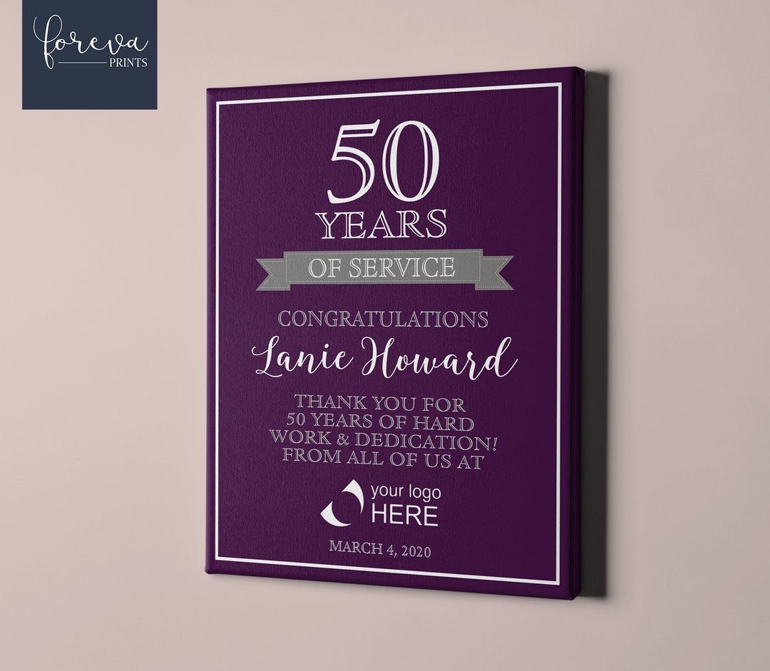 50 Year Work Anniversary - Custom Employee Recognition Gift Idea - 50th ...