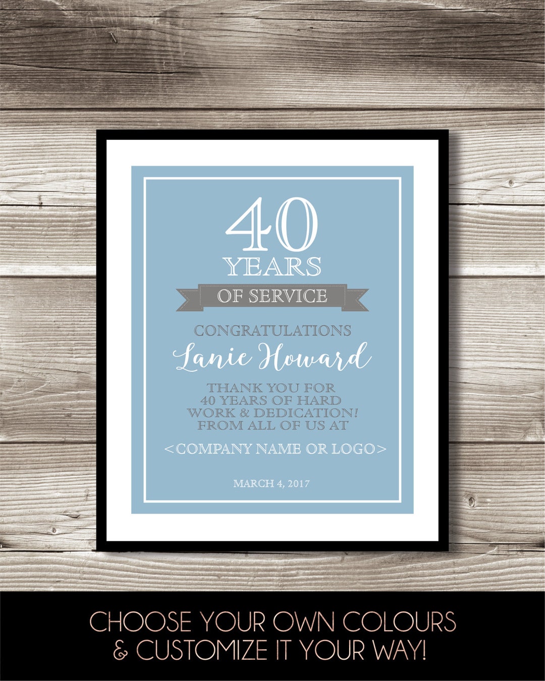 40 Year Work Anniversary Print 40th Work Anniversary - Etsy Canada
