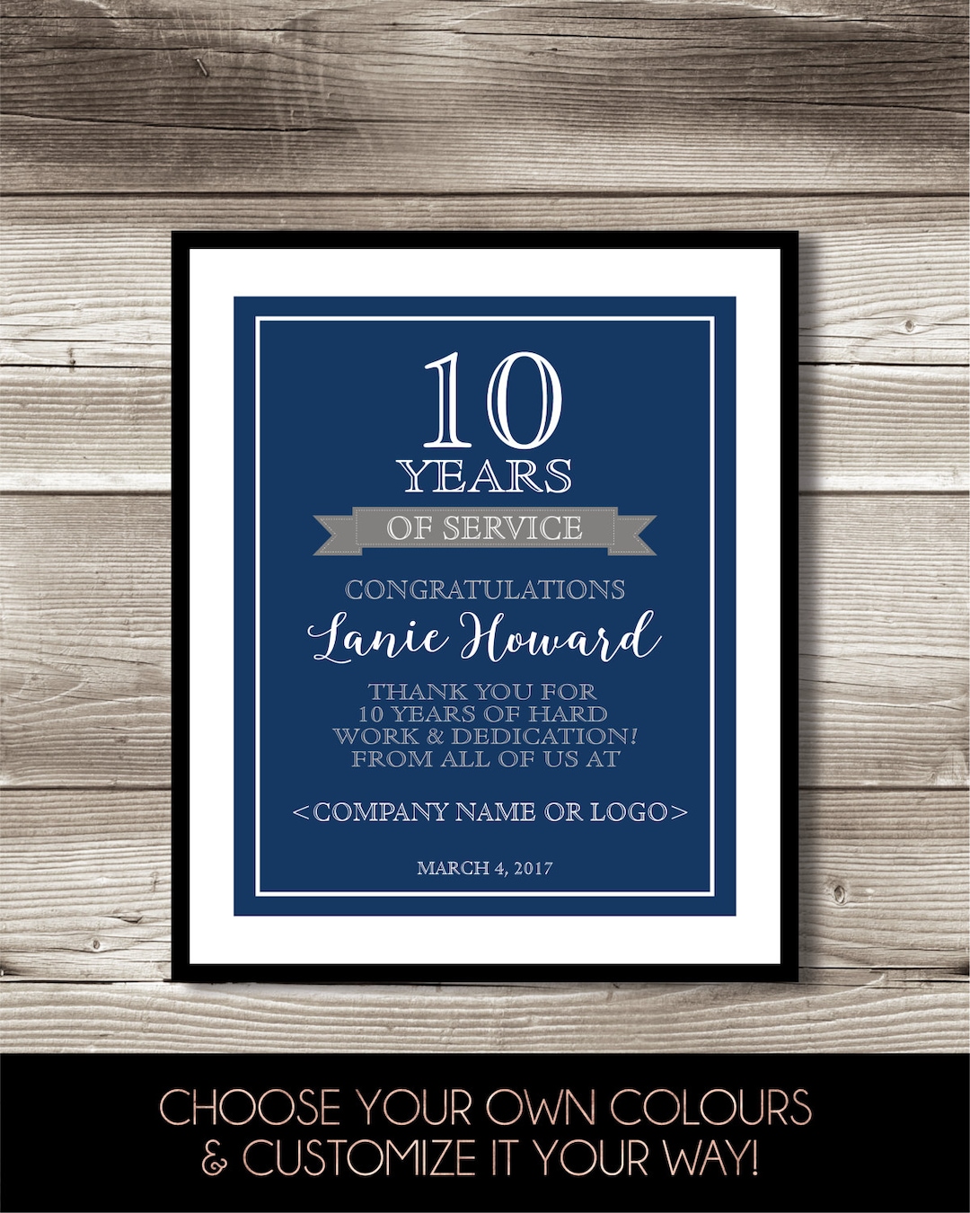 10 Year Work Anniversary Print 10th Work Anniversary Digital - Etsy Canada