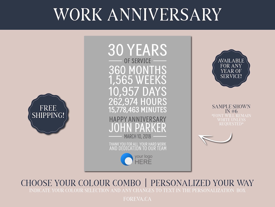 Work Anniversary Gift, Employee Appreciation Present, Years of Service ...