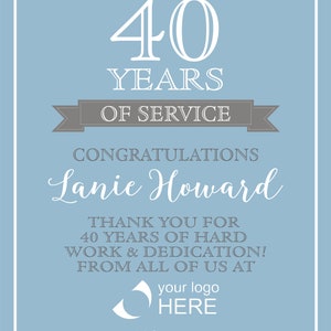 40 Year Work Anniversary Print, 40th Work Anniversary, Personalized ...