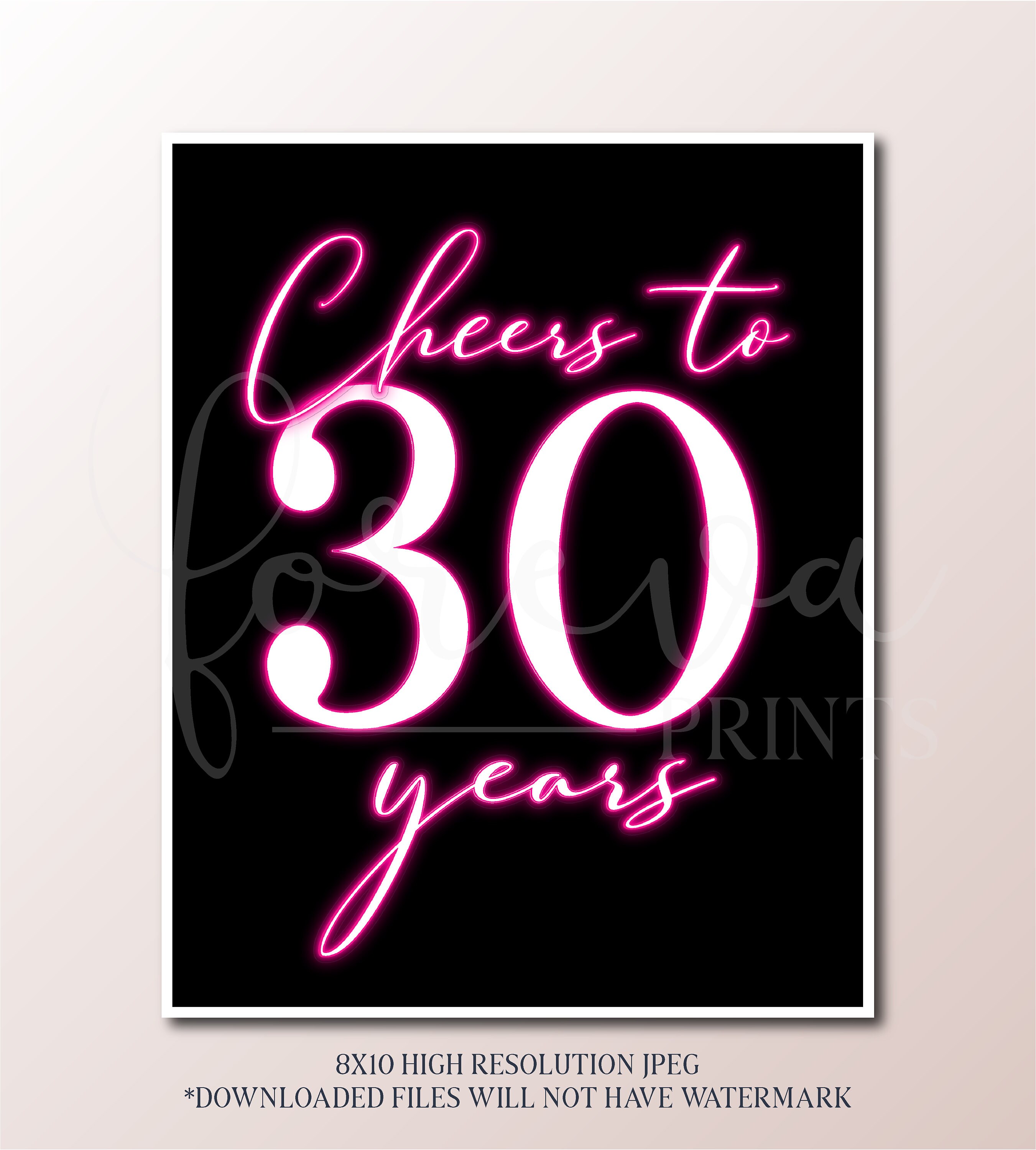 30th Birthday Sign Bundle of 6- Pink Neon Party 2024 - Instant Download ...
