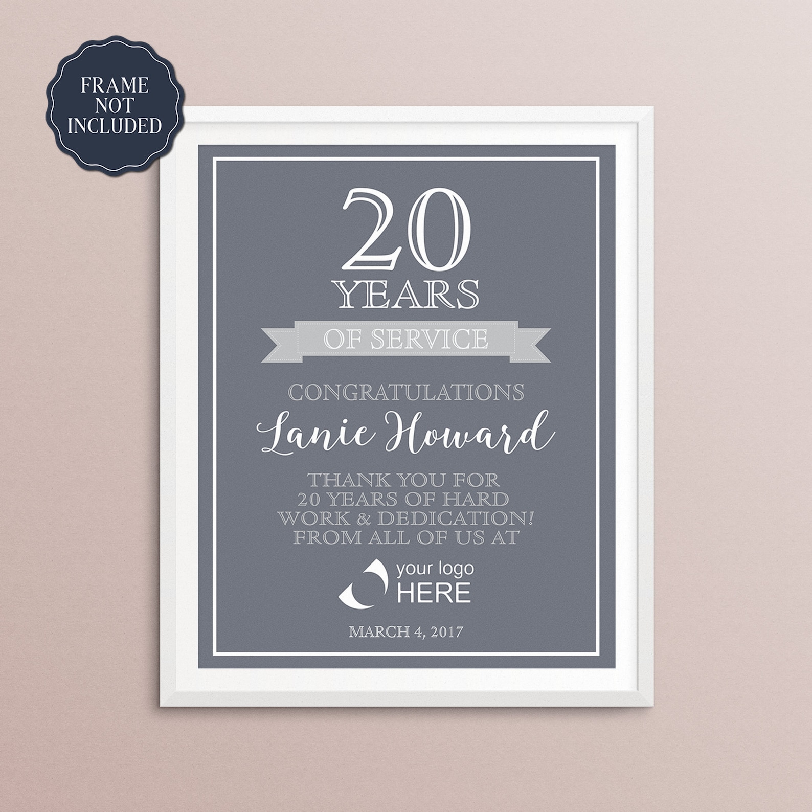 20 Year Work Anniversary Print, 20th Work Anniversary Digital Print ...