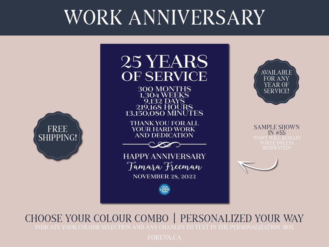 Work Anniversary Gift, Employee Appreciation Present, Years of Service ...