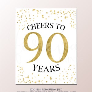 90th Birthday Signs Bundle - White and Gold Party 2024 - Instant ...