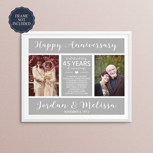 45th Anniversary Gift, 45th Wedding Anniversary, Then and Now Photo ...