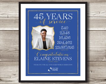 40 Year Work Anniversary Photo Print digital print thank you | Etsy