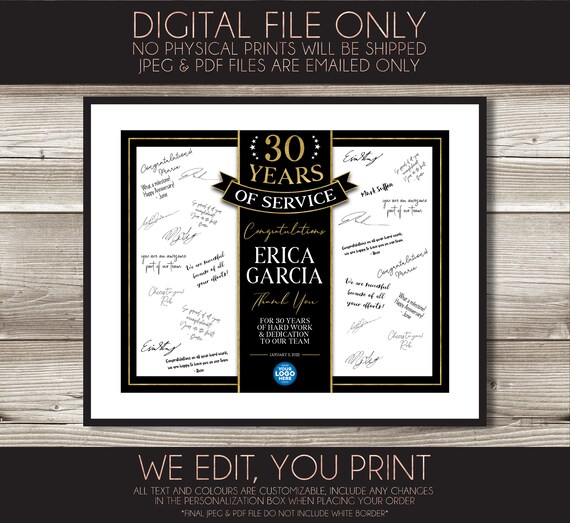 30th Work Anniversary Signatures 30 Years Work Guest Book - Etsy UK