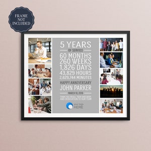 5th Work Anniversary Photo Collage, 5 Year Employee Anniversary Present ...