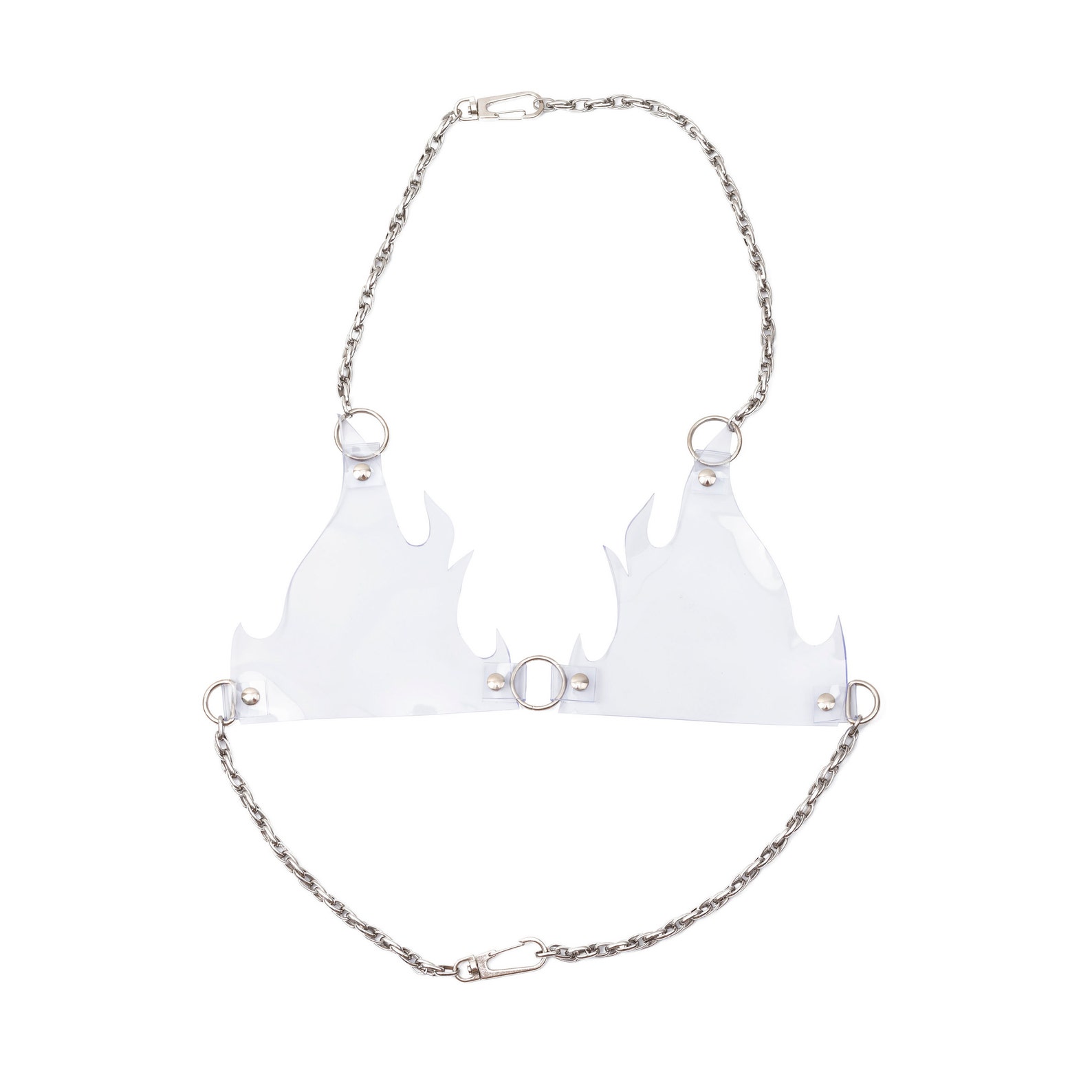 Pvc Flame Silver Rings Chain Bra - Etsy