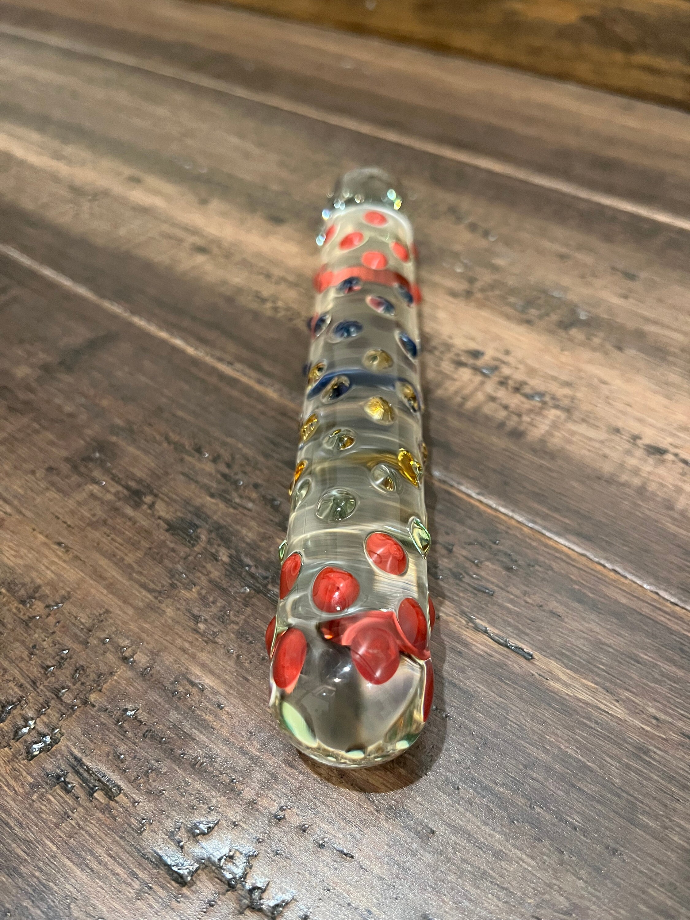Glass Rainbow Knobby Dildo — Sharp Pointed Things