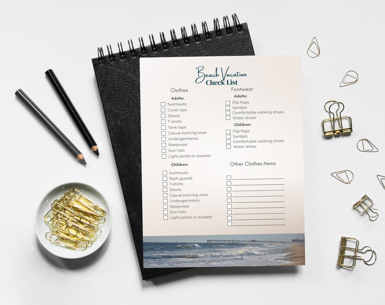 Printable Beach Vacation Checklist Trip Planner| Packing List| Digital ...