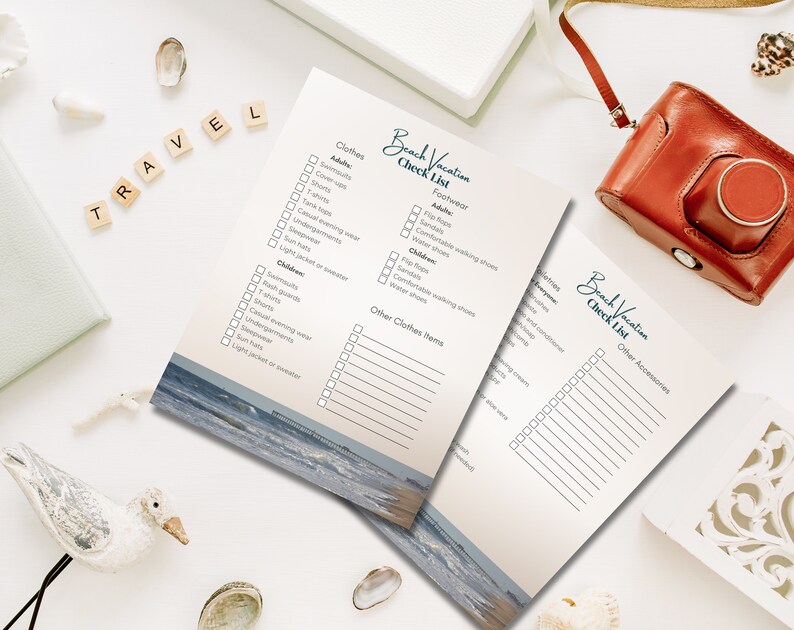 Printable Beach Vacation Checklist Trip Planner| Packing List| Digital ...