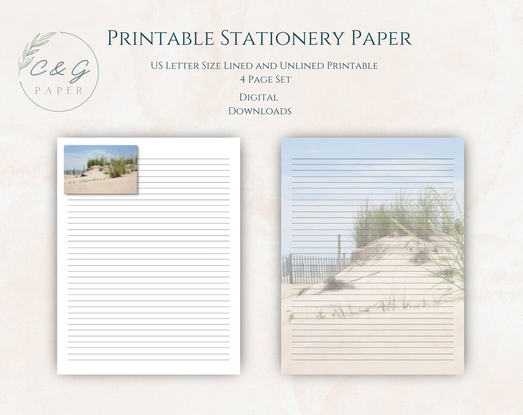 Beach Sand Dune Photographed Stationery Set US Letter Lined and Unlined ...