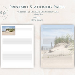 Beach Sand Dune Photographed Stationery Set US Letter Lined and Unlined ...