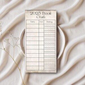Printable 2025 Book Club Bookmark | Vintage Book Page Design | 5-star ...