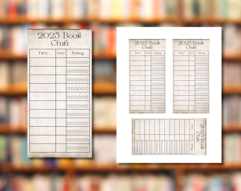 Printable 2025 Book Club Bookmark | Vintage Book Page Design | 5-star ...