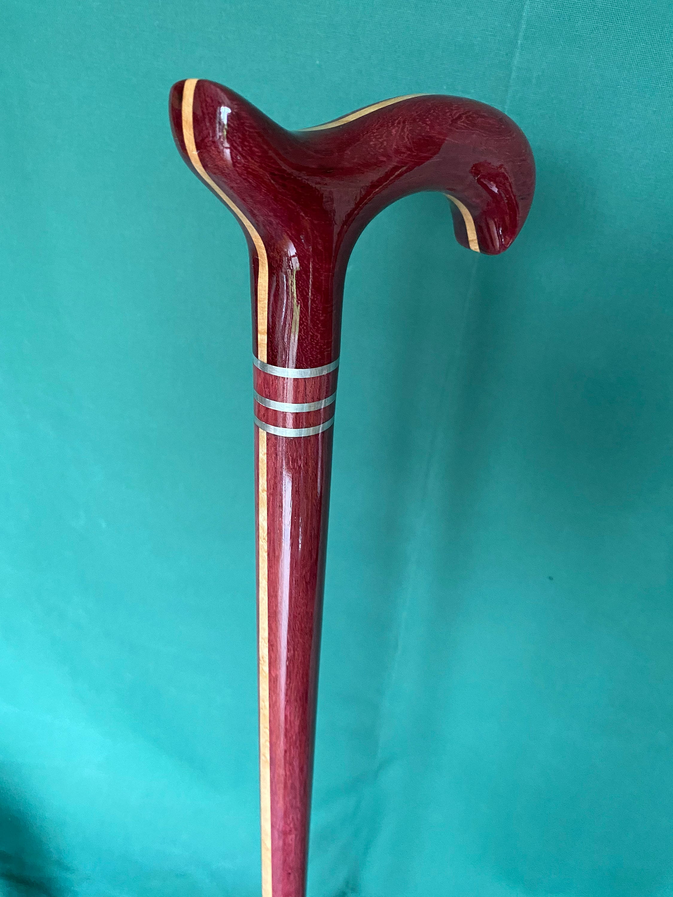 Purpleheart and Figured Birdseye Maple Cane With Aluminum Accent - Etsy