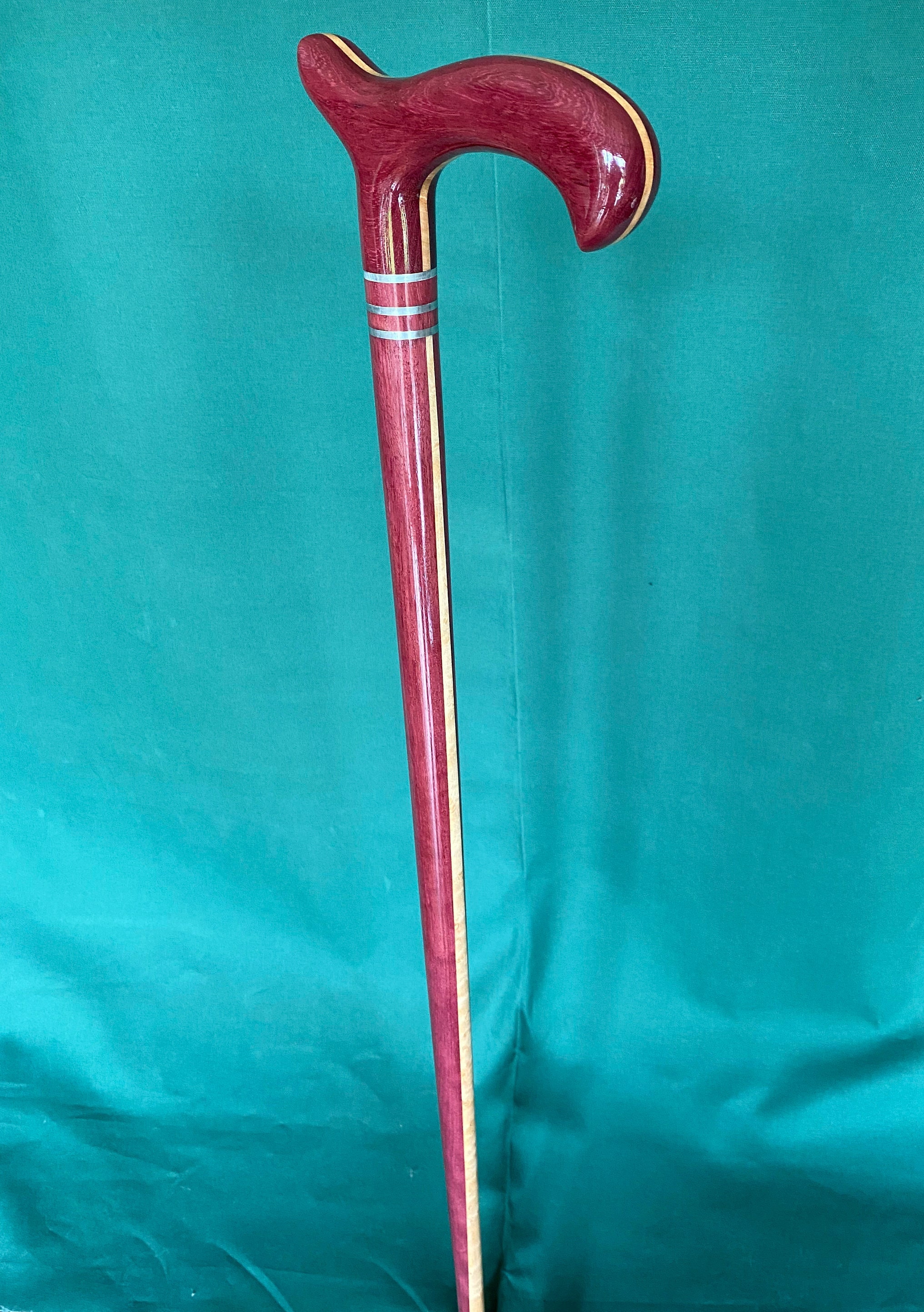 Purpleheart and Figured Birdseye Maple Cane With Aluminum Accent - Etsy