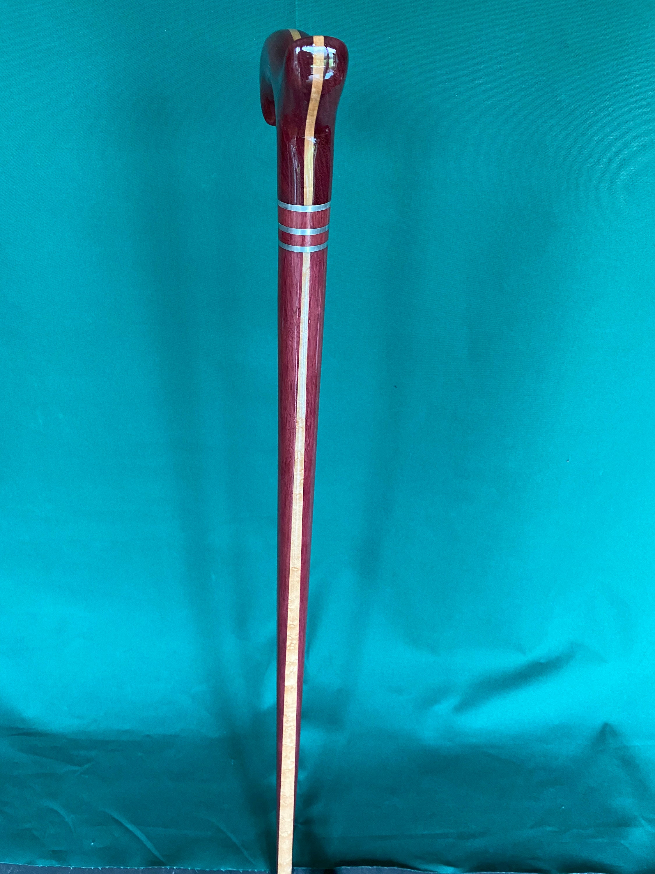 Purpleheart and Figured Birdseye Maple Cane With Aluminum Accent - Etsy