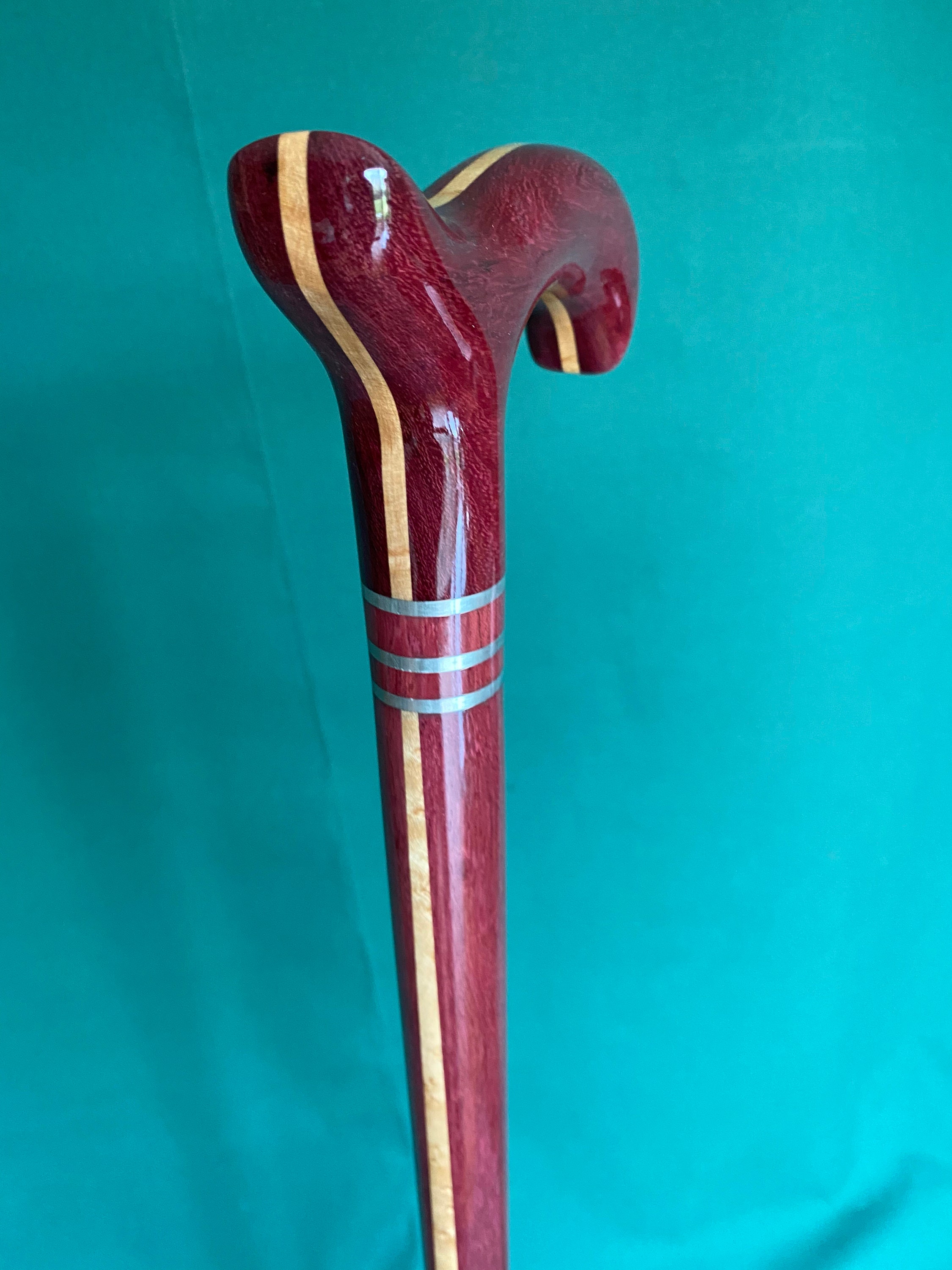 Purpleheart and Figured Birdseye Maple Cane With Aluminum Accent - Etsy